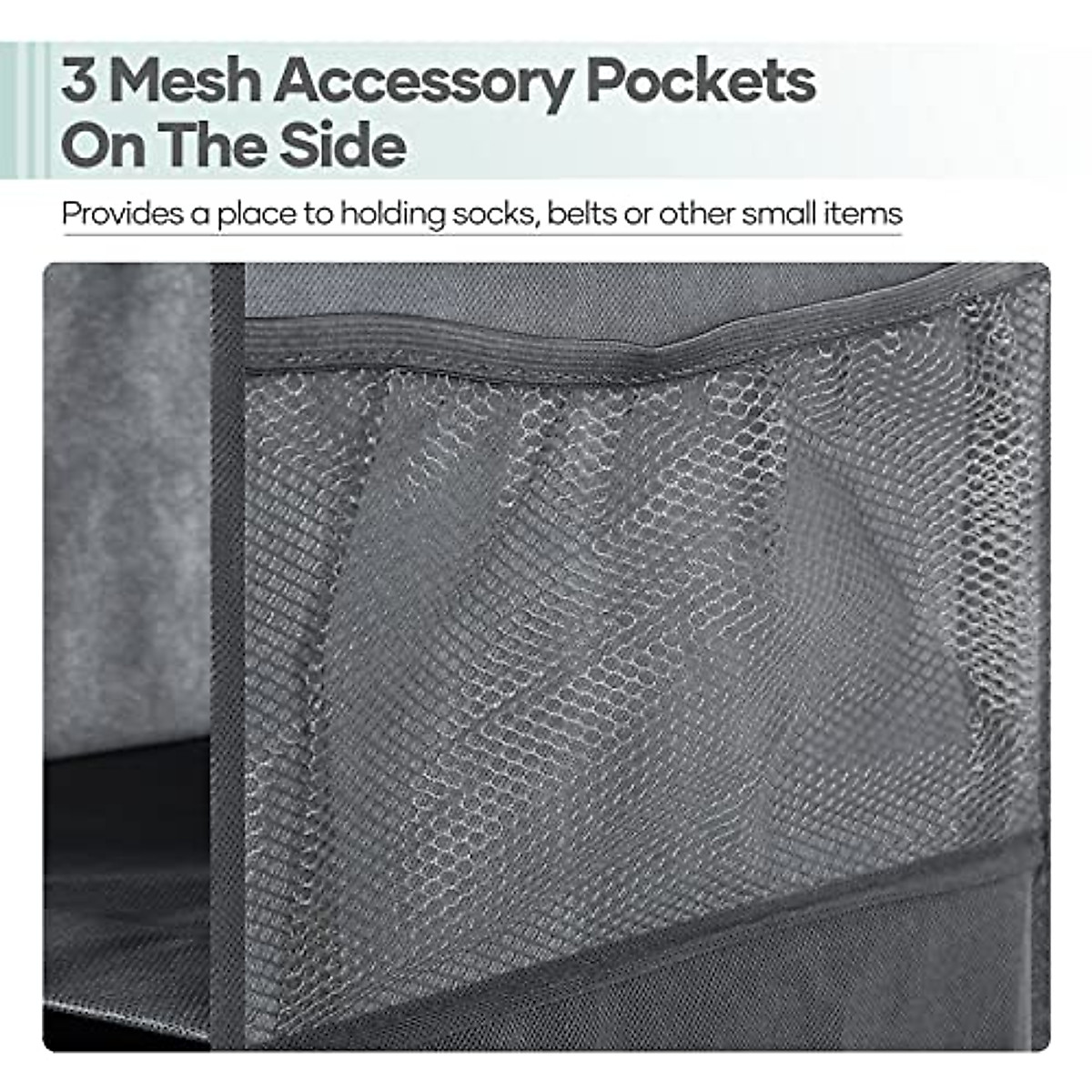 Sunexinlo Hanging Closet Organizer 6-Shelf,Hanging Shelves for Closet with 3 Drawers & Pockets,Closet Organizers and Storage for Clothes,Grey