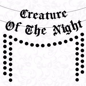 LaVenty Creature Of The Night Banner Garland Goth Banner Gothic Garland Horror Movie Night Decoration Goth Bedroom Decoration Birthday Wedding Bridal Shower Banner