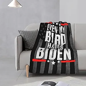 Even My Bird Hates Biden Flannel Blanket - Ultra Soft, Warm, Wrinkle-Resistant - Perfect for Home, Camping, and More!