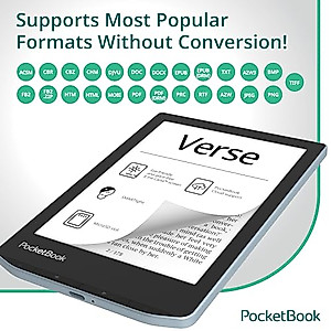 PocketBook Verse E-Reader | Eye-Friendly 6'' E-Ink Carta™ HD Touchscreen | Adjustable SMARTlight | Up to 1 Month of Battery Life | WiFi & Memory Card Slot | E-Book Reader in Bright Blue