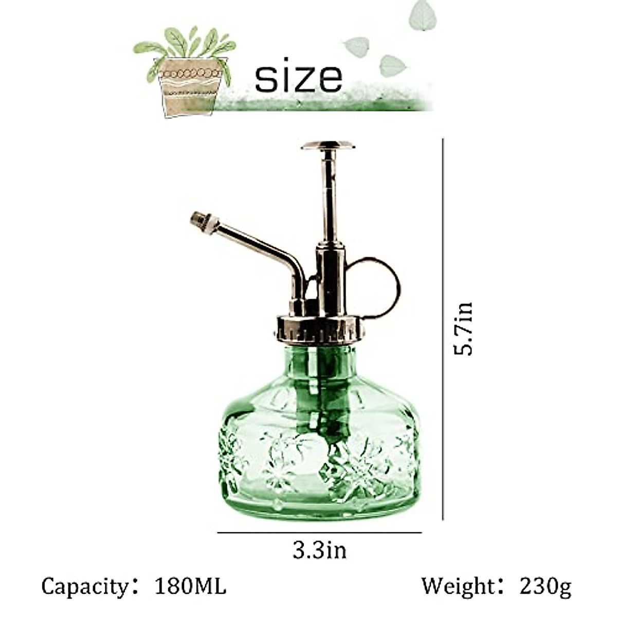 XXXFLOWER Glass Plant Mister Spray Bottle for Indoor Plant Spritzer Succulent Watering Bottle