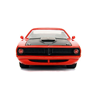 Big Time Muscle 1:24 1973 Plymouth Barracuda Die-Cast Car, Toys for Kids and Adults(Orange)
