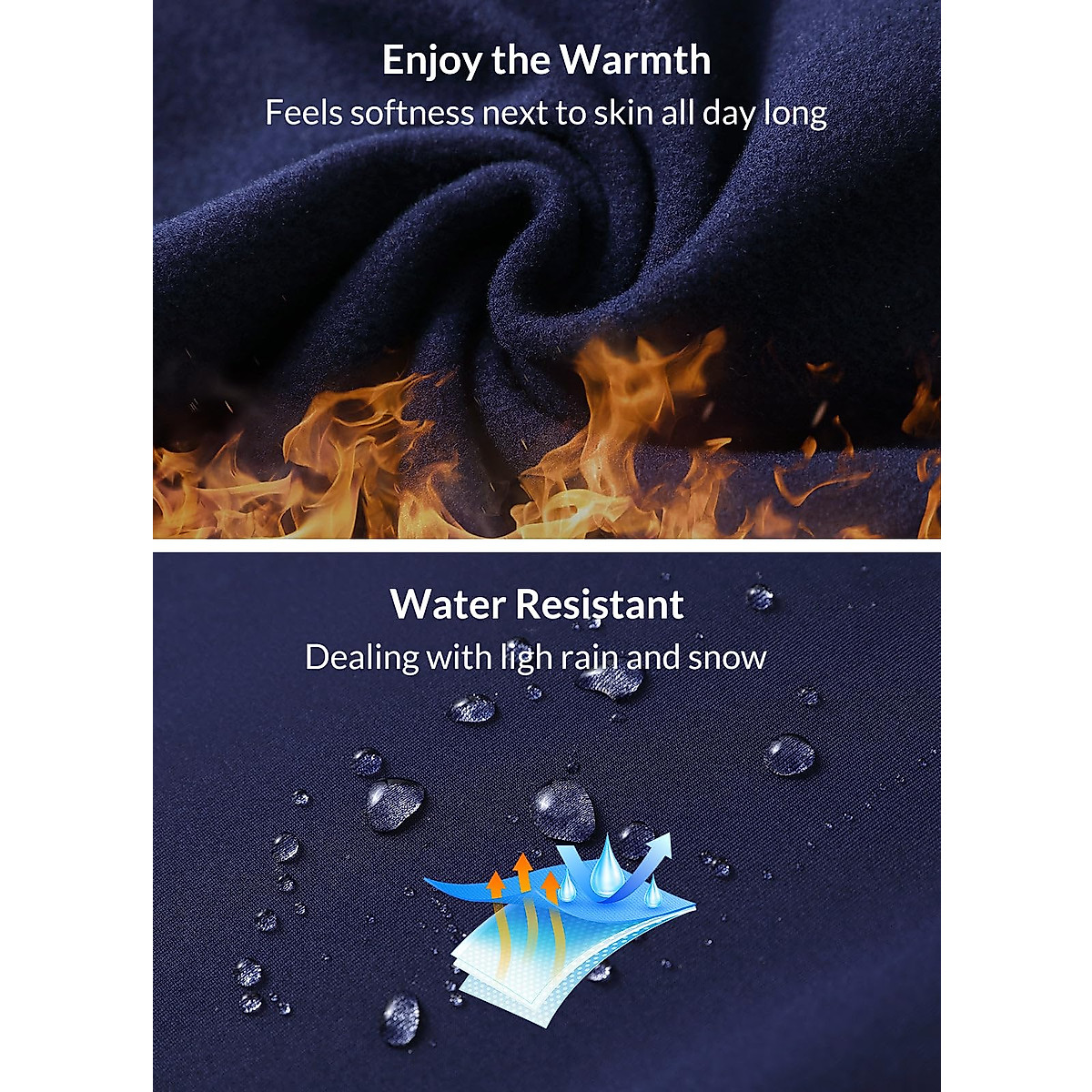 BALEAF Women's Fleece Lined Pants High Waisted Sweatpants Winter Thermal Leggings Ski Hiking Joggers 2 Pack Black/Blue M