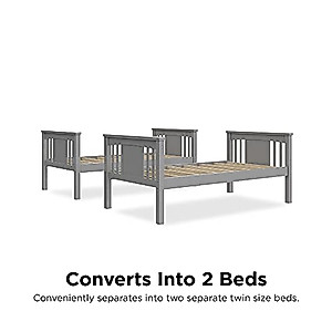 DHP Dorel Living Dylan Twin Wood Bed for Kids, Gray Bunk