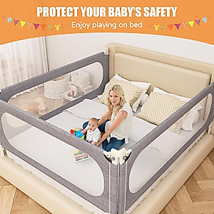 MagicFox Bed Rails for Toddlers, Extra Tall Height Adjustment Specially Designed for Twin, Full, Queen, King Size (78.7" * 30" (One Side))
