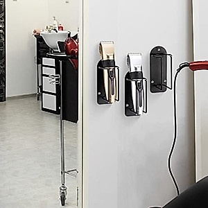 Noverlife 2 Pack Wall Mounted Hair Clipper Holder, Electric Hair Trimmer Storage Stand for Barber Tools Organizer, Black Steel Metal Rack for Hairdresser Beard Shaver Hair Trimmer Display - Black