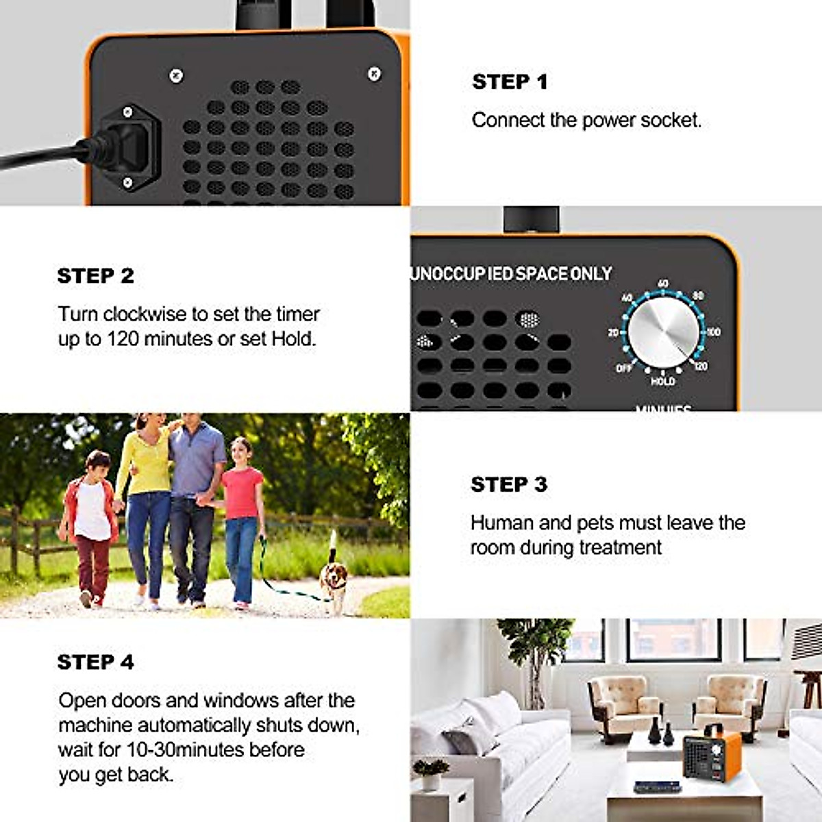 ELINP Industrial Ozone Generator 10,000 mg/h High Capacity Commercial Ozone Machine Odor Removal Deodorizer Ozonator for Home, Cars and Pets