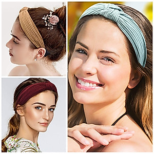 Maxdot 8 Pieces Headbands for Women, Knotted Wide Headbands Knotted Wide Turban Headband Cross Knot Hair Bands Elastic Hair Accessories for Women and Girls