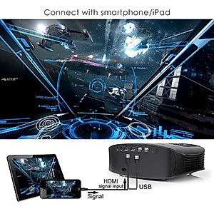 Projector, GooDee 2023 Dolby Native 1080P Video Projector, 9500L Outdoor Movie Projector, 230" Supported Home Projector, Compatible with Fire TV Stick, PS4, HDMI, VGA, AV and USB, Black (YG600)