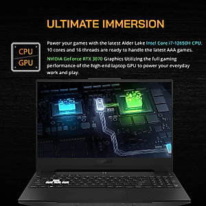 Asus 2022 TUF Dash 15.6' 144Hz Gaming Laptop, Intel 12th Core i7-12650H, 32GB DDR5 RAM, 2TB PCIe SSD, NVIDIA GeForce RTX 3070 Graphics 8GB, Backlit Keyboard, Win 11 Pro, Black, USB Card, | (ASUS TUF)