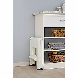 Rubbermaid Two-Step Folding Foot Stool, 14-Inch High, White, 300 Pound Capasity, Small Step Stool for Adults/Kids For Use in Library/Kitchen/Bathroom/Garage/Closet