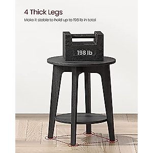 VASAGLE Round End Table with Lower Shelf, Nightstand for Small Spaces, 15.8 x15.8 x 19.7 Inches, Black