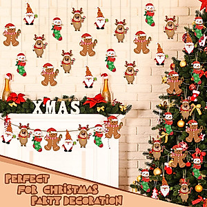 Glenmal 32 Packs Christmas Stocking Ornament Craft Kit Snowman Santa Gingerbread Elves Christmas Crafts Decorations Christmas DIY Hanging Ornament for Home Fun Game Activities(Santa)