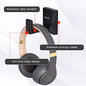 Havit PC Gaming Headphone Hanger Wall, Headset Holder Hook for Table, Earphone Mount Under Desk, Universal Adhesive Stand Compatible for Beats, Sony,Beoplay,Jabra, Bose, AKG