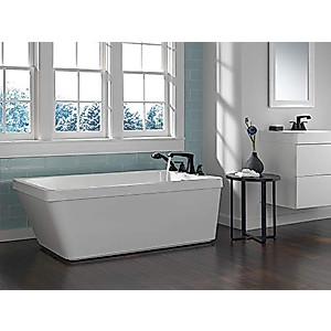 DELTA FAUCET T4764-BL Ashlyn Roman Tub Trim with Hand Shower Deck-Mount with Diverter, Matte Black