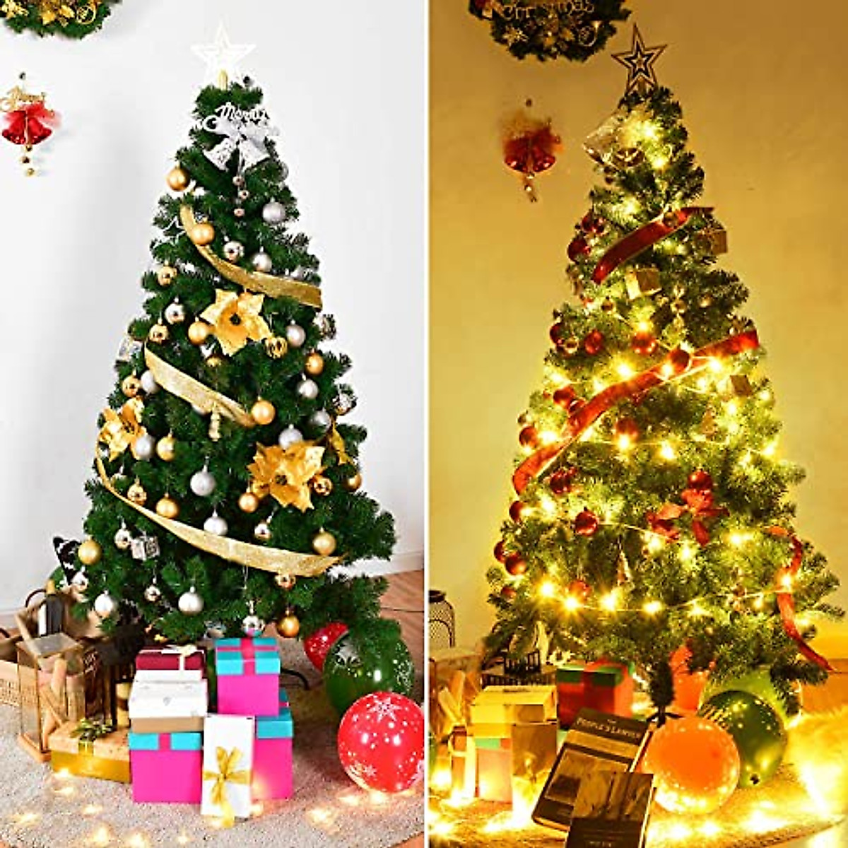 Safeplus 6FT Christmas Tree Artificial Christmas Tree Fake Fluffy Xmas Trees Holiday Decoration with Metal Foldable Stand (6FT)