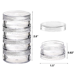 5 Set (20 Pieces) Stackable Cosmetic Containers with Screw Lids and Labels，10 Grams Clear Plastic Empty Jars Small Makeup Sample Containers for Beauty Products