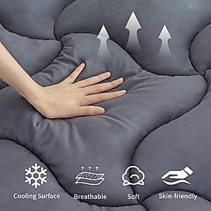 MUUEGM Memory Foam Mattress Topper Full Size, Dual Layer 4 Inch Pillow Top Mattress Topper, 2 Inch Gel Memory Foam Plus 2 Inch PillowTop Mattress Pad for Back Pain, Grey