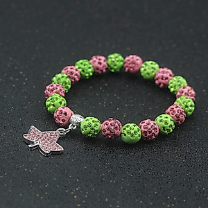 Sorority Gift for Women Greek Sorority Paraphernalia Bracelet Crystal Leaf Charm Bracelet Pink and Green Jewelry Sisterhood Gift (Leaf Bracelet)