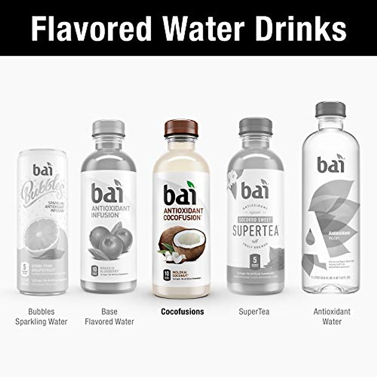 Bai Coconut Flavored Water, Molokai Coconut, Antioxidant Infused Drinks, 18 Fl Oz (Pack of 12)