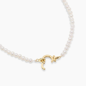 gorjana Women's Parker Pearl Necklace, 18K Gold Plated w/White Pearls, Signature Hinge Closure
