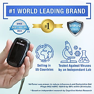 AirTamer A315 Advanced Rechargeable and Portable Air Negative Ion Generator | Proven Performance, Black with Black Leather Travel Case