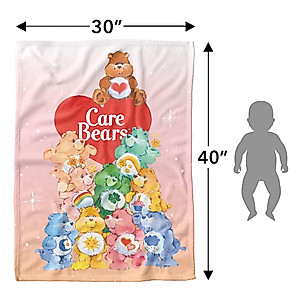 LOGOVISION Care Bears Lightweight Baby Blanket, 30"X40", Beary Big Pile Unisex for Infants Girls & Boys