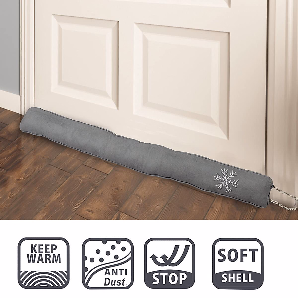 Simply Genius Cold Weather 36 Inch Door Snake Draft Stopper - Wind Blocker for Door Bottom and Window Draft Stopper - Gray Window Wind Blocker