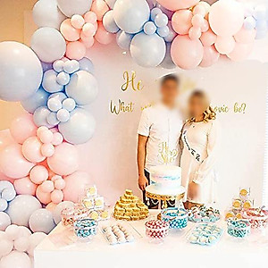Gender Reveal Balloon Garland Arch Kit, SCMDOTI Gender Reveal Decorations Kit with Double Stuffed Pink and Blue, Nude,White Balloon Garland for Gender Reveal Party Supplies, Baby Shower Decoration