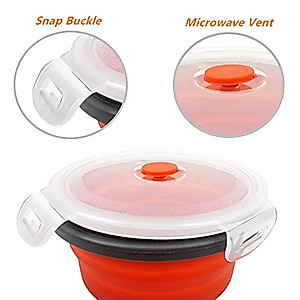 CARTINTS Red Silicone Collapsible Food Storage Containers-Prep/Storage Bowls with Lids - Round Silicone Food Storage Containers - Microwave and Freezer Safe 3Pack