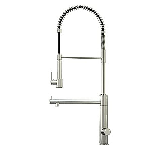CWM Commercial Pull Down Kitchen Faucet with Sprayer-Modern High Arch Stainless Steel Kitchen Sink Faucets with Pre-Rinse Sprayer for Kitchen Sinks,Brushed Nickel,26.61inch