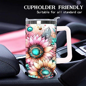 FOCIUZTA Sunflower Tumbler - 40oz Stainless Steel, Double Wall Insulated, Leak-Proof, BPA-Free, Perfect for Mother's Day, Christmas, Easter Gift Cup