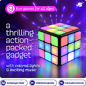 Ninja Blast Rechargeable Game Activity Cube - 9 Fun Brain & Memory Games - Cool Toys for Boys and Girls - Birthday Gifts for Age 6, 7, 8, 9, 10, 11, 12 Year Old Kids Teens - Best Boy Toy Gift Ideas