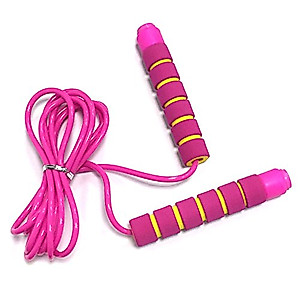 Jump Rope for Kids - Adjustable Soft Skipping Rope with Skin-Friendly Foam Handles for Kids, Boys, Girls, Children - Outdoor Fun Activity, Great Party Favor, Exercise Activity & Fitness - Pink & Green
