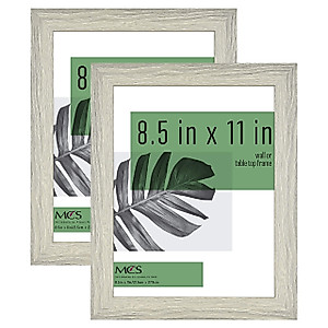 MCS Studio Gallery 8.5x11 Picture Frame Gray Woodgrain, Rectangle Photo Frame for Photos, Posters & Art Prints & Easel for Tapletop Display (2-Pack)