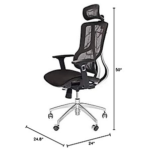 CangLong Executive Chair with 2D Adjustable Headrest, Ergonomic Office Chair with Mesh Seat and High Back, Desk Chair with 3D Armrest, Multifunction for Relaxation, BIFMA Certification No 5.1, Black