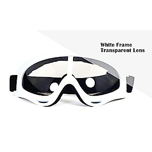 Anti-Glare Lenses, Ski Goggles, Winter Sport Snowboard Goggles with UV 400 Protection, Snowboard Goggles for Kids, Boys & Girls, Youth, Men & Women, Helmet, Wind Resistance (White Transparent)