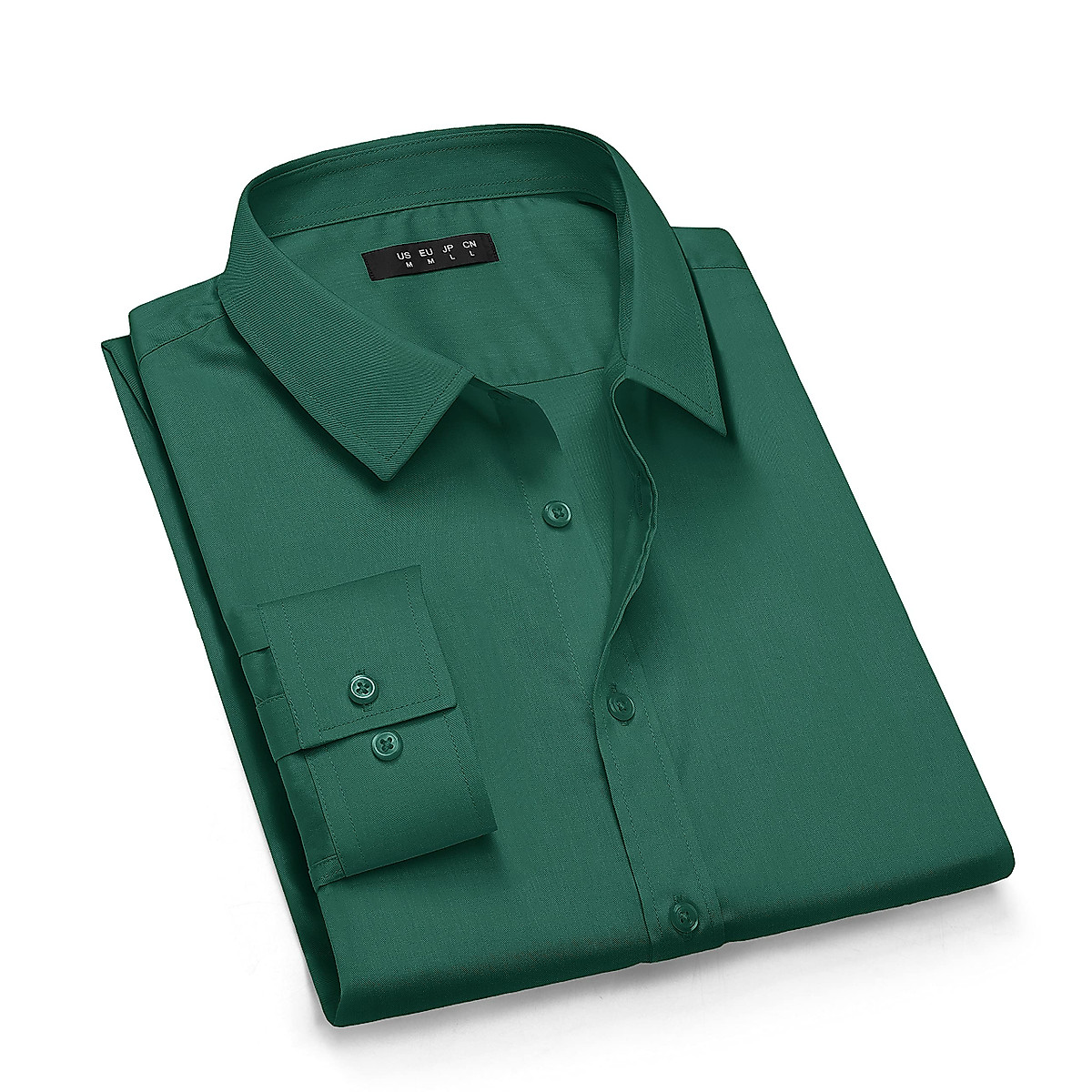 MAGCOMSEN Mens Dress Shirts Long Sleeve Button Down Shirt Lightweight Formal Shirts Business Casual Shirt Green,XL