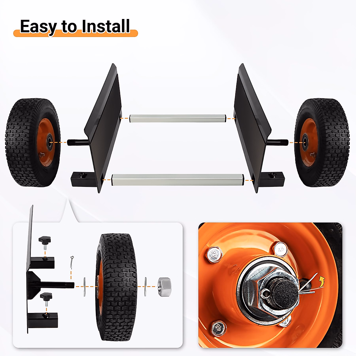 Eastrexon Panel Dolly Heavy Duty, Door Dolly w/ 600LBS Load Capacity, Plywood Dolly w/ 8" Pneumatic Wheels & Pump, 0'' - 9.8'' Adjustable Clamp Panel Cart for Moving Wood Panels, Doors and Drywall