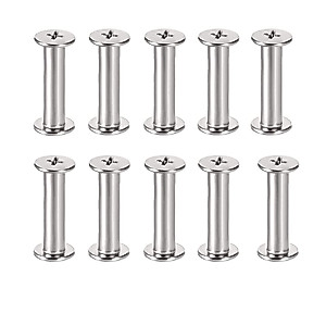 Juvielich 10 Sets Screw Post Fit for 3/16"(5mm) Hole Dia,Binding Screws Female M5x45mm Belt Buckle Binding Bolts Leather Fastener for Scrapbook Photo Albums Binding,Leather Bags,Boots,DIY Enthusiasts