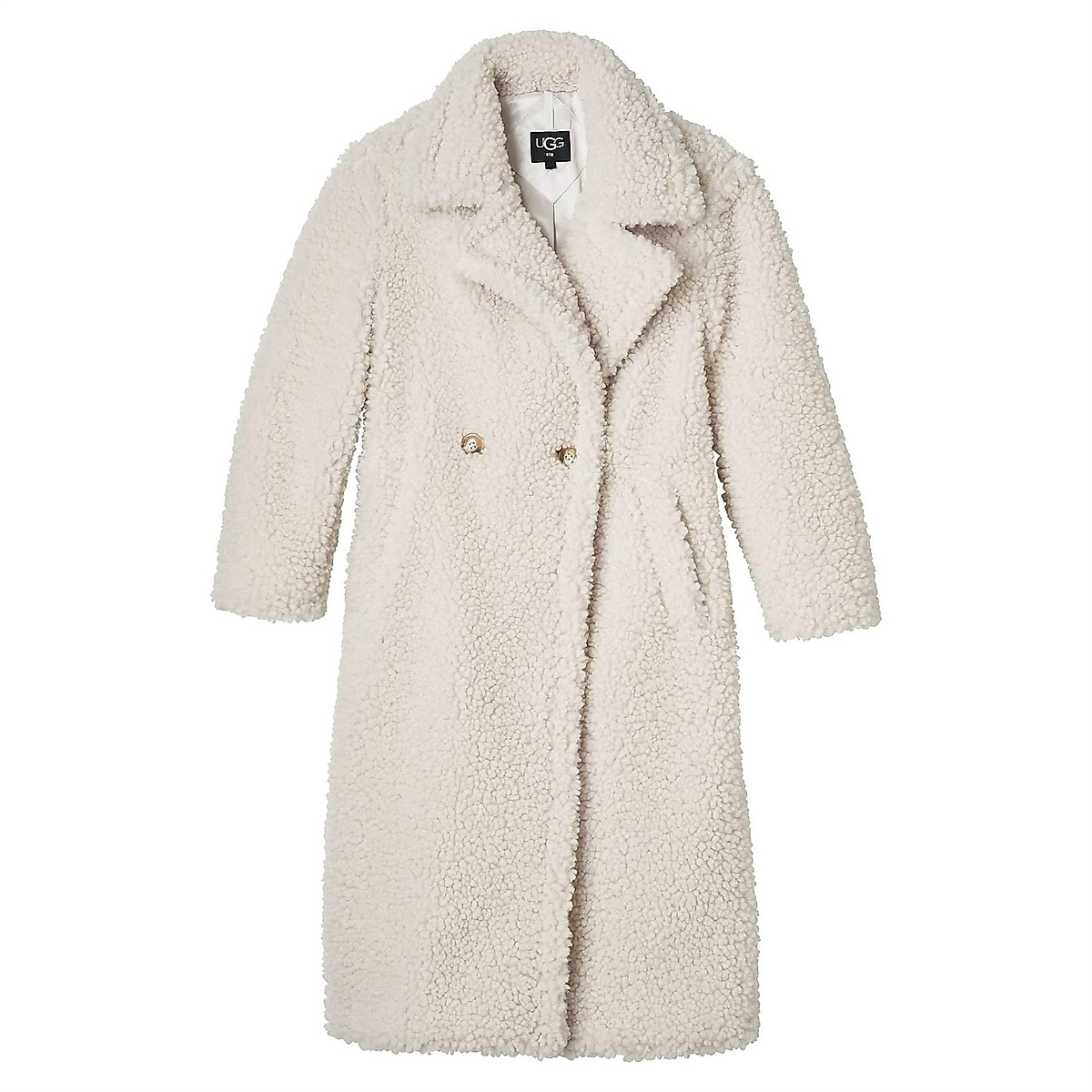 UGG Women's Gertrude Long Teddy Coat, Winter White, XL