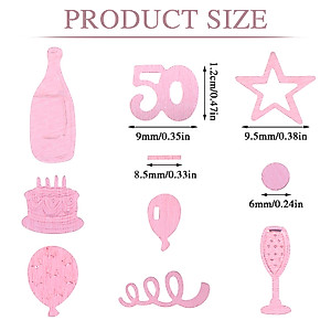 Thinp 3000 Pcs Birthday Confetti, Number 60 Happy Birthday Table Confetti Birthday Cake Confetti Pink Birthday Confetti Table Scatter Decorations for Birthday Wedding Anniversary Party Supplies (50)