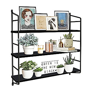 BOLUO Black Wall Shelf Bathroom Shelves - Bedroom Kitchen Living Room Modern Book Shelf Floating Shelves 24 inch (610-B)