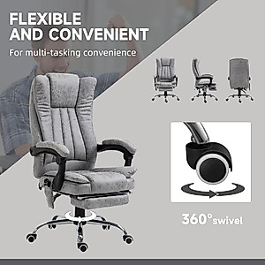 Vinsetto Microfiber Office Chair, High Back Computer Chair with 6 Point Massage, Heat, Adjustable Height and Retractable Footrest, Grey