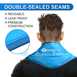 RelaxCoo Neck Ice Pack Wrap, Reusable Gel Ice Pack for Neck Shoulders, Cold Compress Therapy for Pain Relief, Injuries, Swelling, Bruises, Sprains, Inflammation and Cervical Surgery Recovery