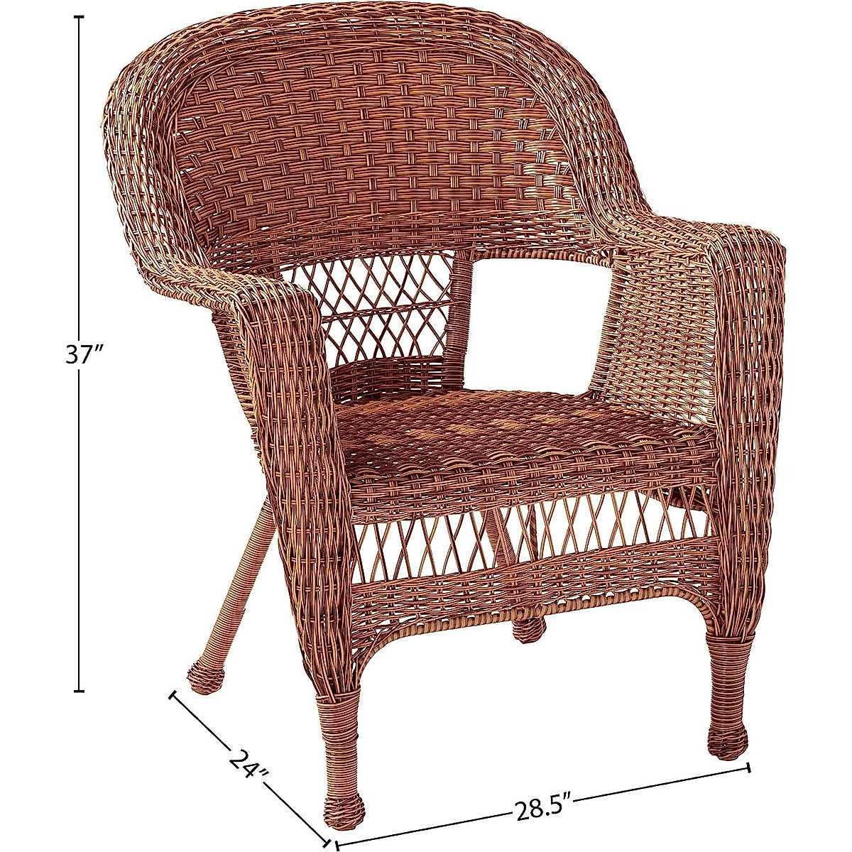 Jeco Honey Wicker Chair with Green Cushion