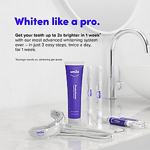 SmileDirectClub Pro Teeth Whitening Gel System with LED Light - 4 Pack Pens and Whitening Toothpaste - Professional Strength Hydrogen Peroxide - Pain Free and Enamel Safe