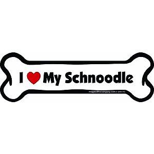 Imagine This Bone Car Magnet, I Love My Schnoodle, 2-Inch by 7-Inch