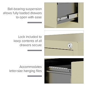 Hirsh Industries 22" Deep Vertical File Cabinet 4-Drawer Letter Size Putty, 17891