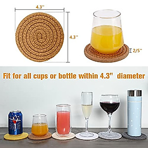 ABenkle 4 Pcs Coasters for Drinks ,Super Absorbent Drink Coasters, Stylish Handmade Round Woven Coaster for Coffee Table Tabletop Protection Housewarming Gift for Home Decor - 4.3 Inches